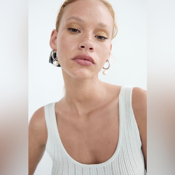 Zara | Tops | Zara Knit Bodysuit With Metallic Thread | Poshmark